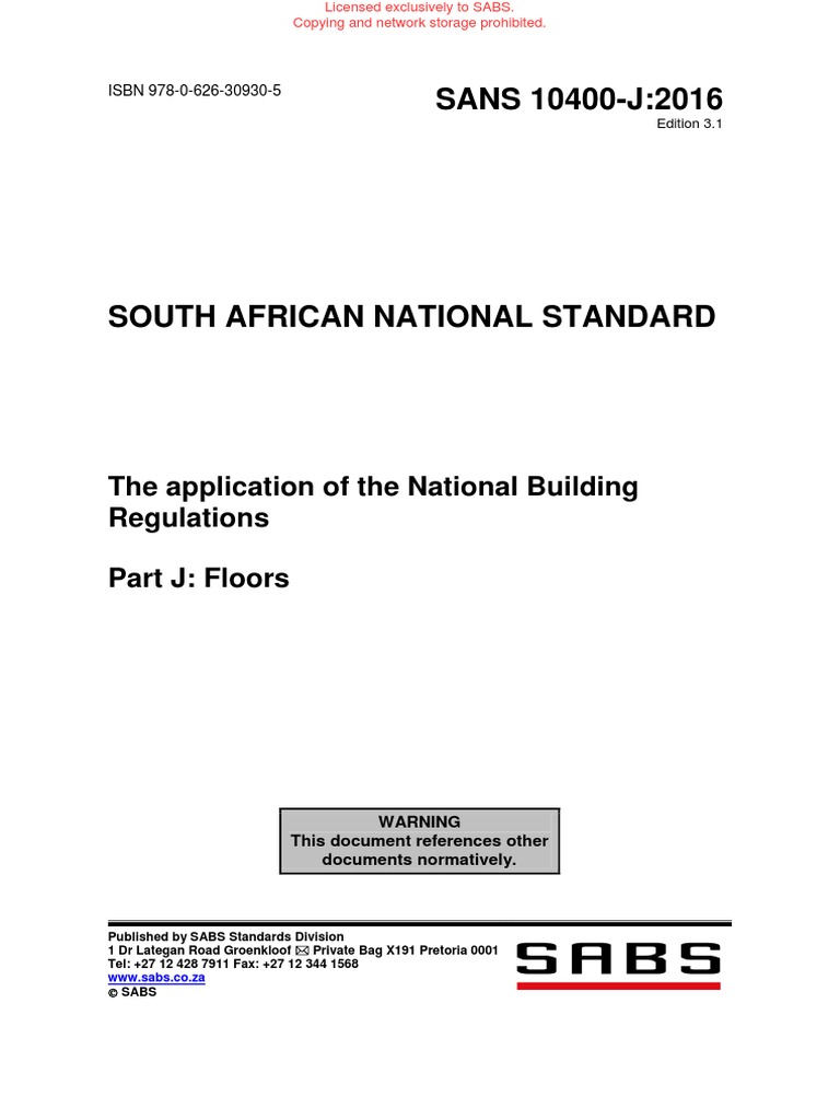Sans 10400 Part J Floors | PDF | Civil Engineering | Building Engineering