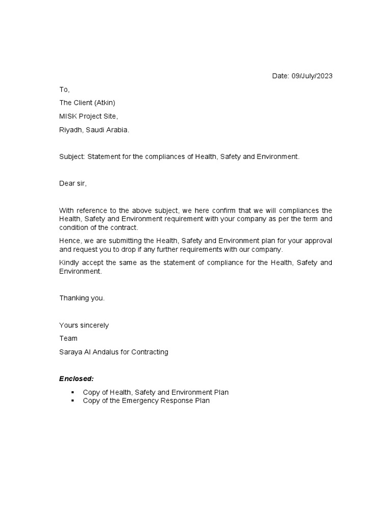 Letter of Compliance | PDF