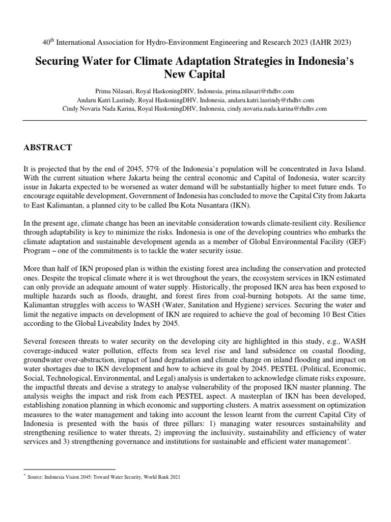 IAHR-2023-Abstract - Nilasari, Lasrindy, Karina - Securing Water For Climate Adaptation ...