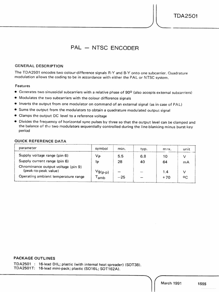 TDA2501 Pal-Encoder RGB | PDF
