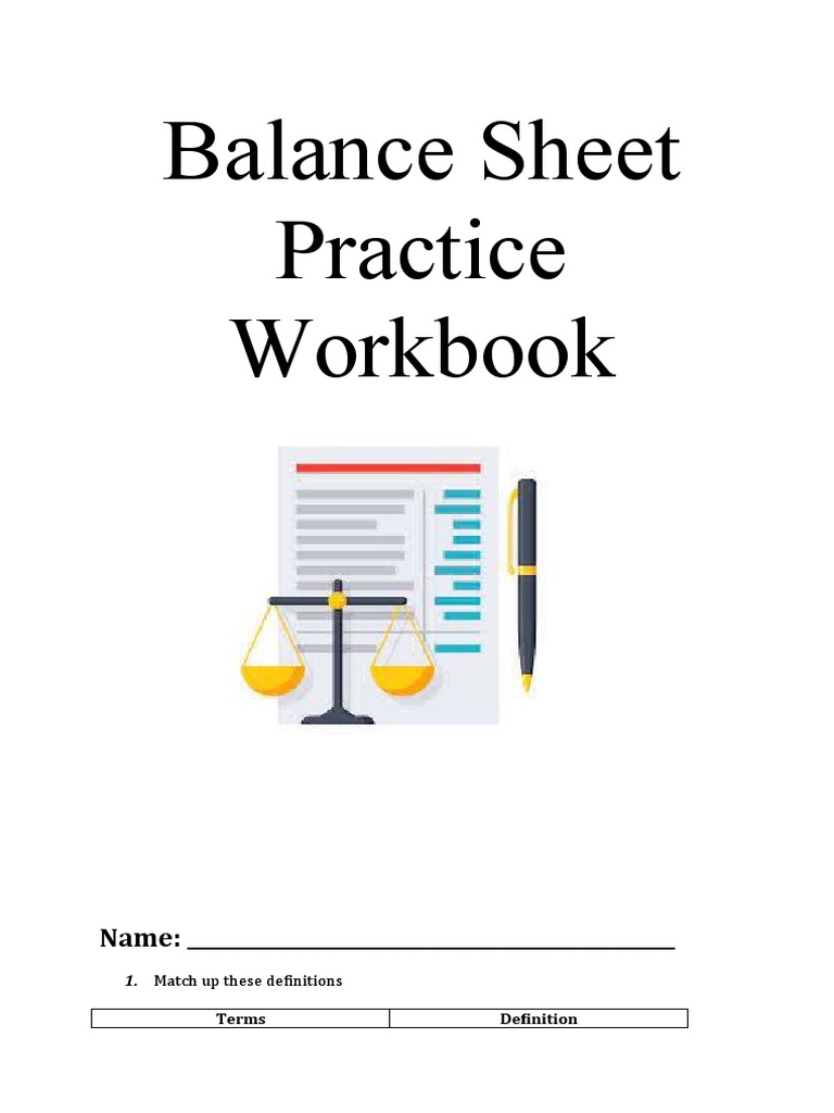 Balance Sheet Practice Workbook | PDF | Balance Sheet | Equity (Finance)