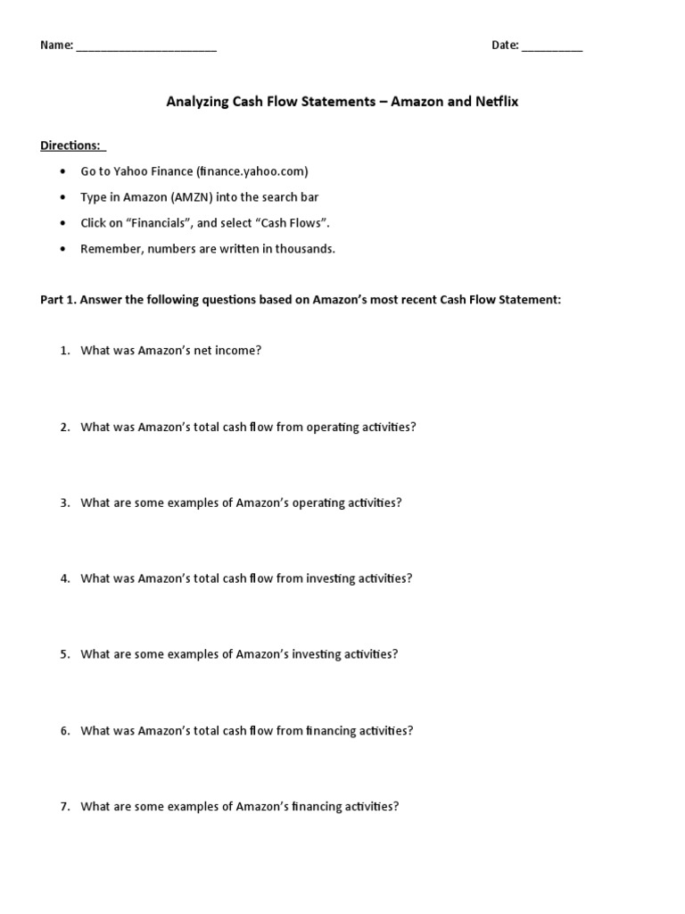 Cash Flow Analysis: Amazon vs. Netflix | PDF | Cash Flow Statement | Trade