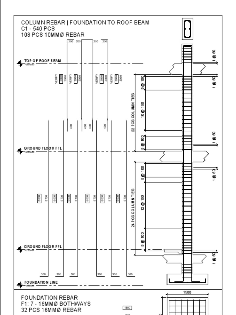 Column Rebar Cutting List and Ties | PDF | Structural Engineering ...