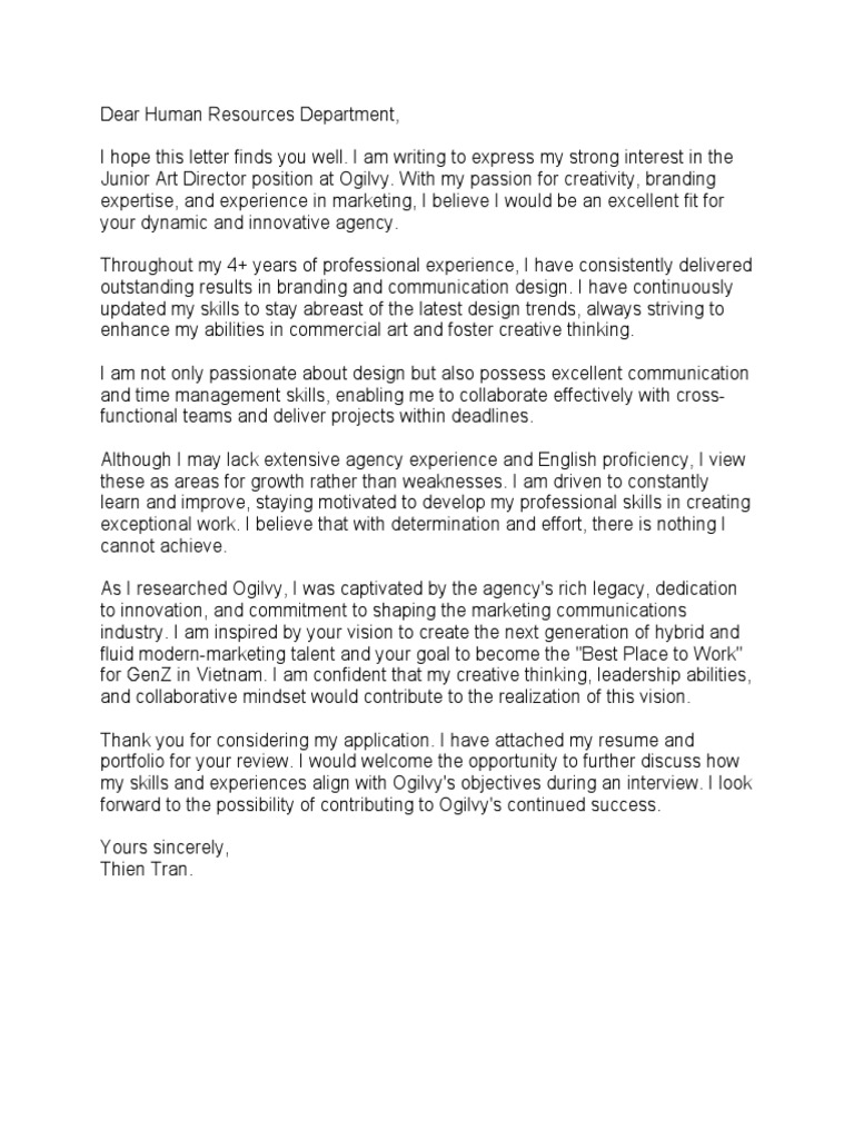 Dear Human Resources Department | PDF