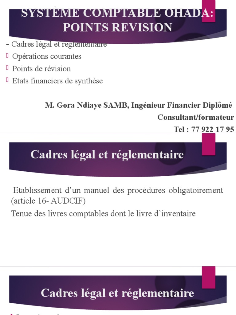 Système Comptable Ohada: Points Revision | PDF | Normes internationales ...