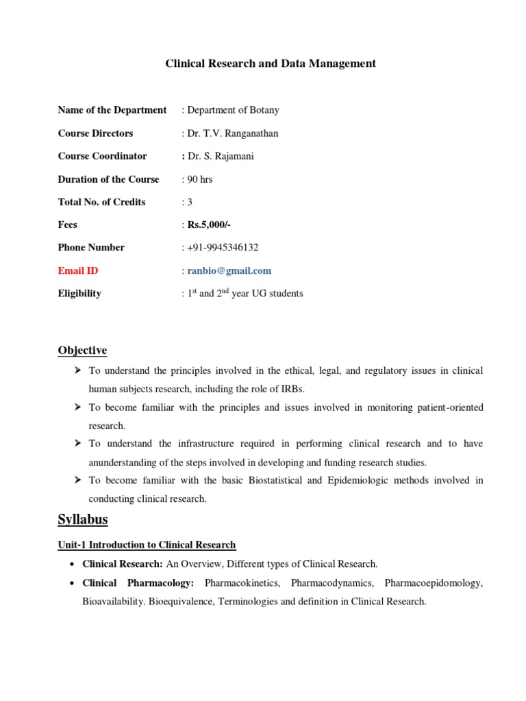 Clinical Research and Data Management | PDF | Clinical Trial ...