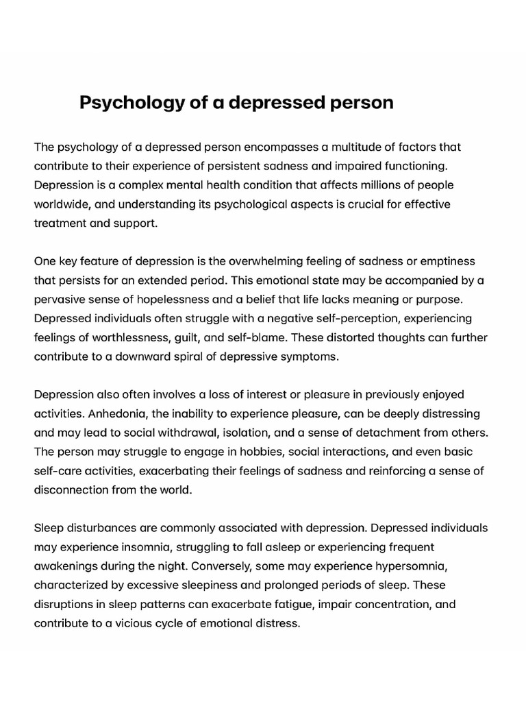 Psychology of A Depressed Person | PDF