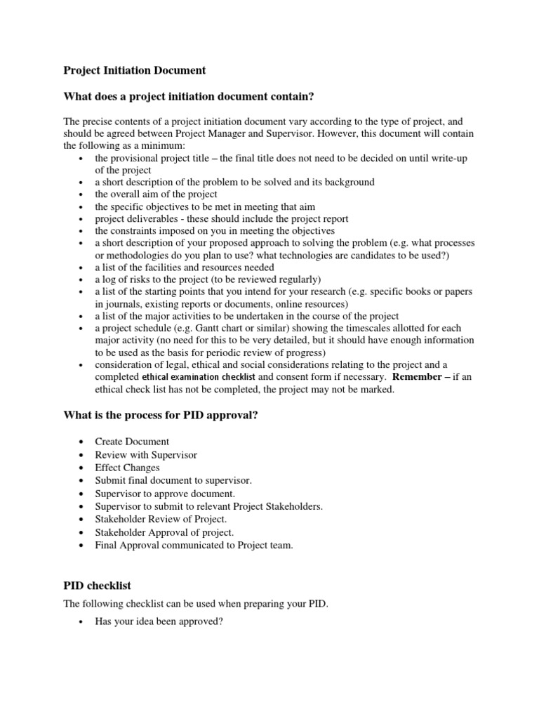 Project Initiation Document | PDF | Business
