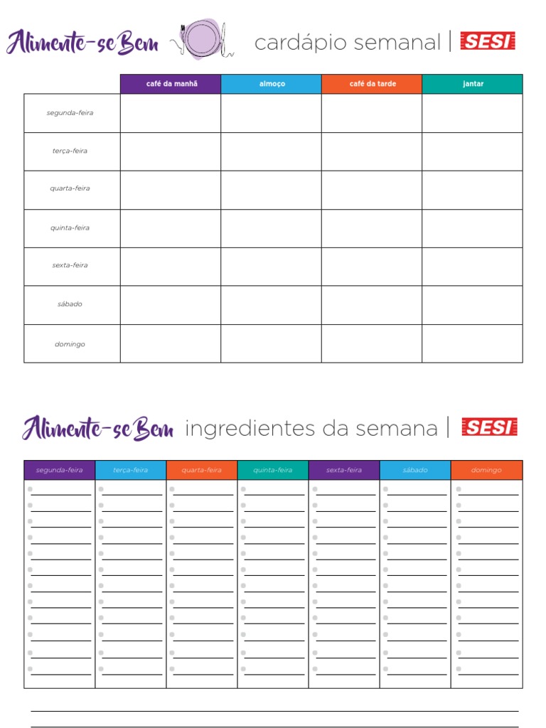 Planilha de Comidas | PDF