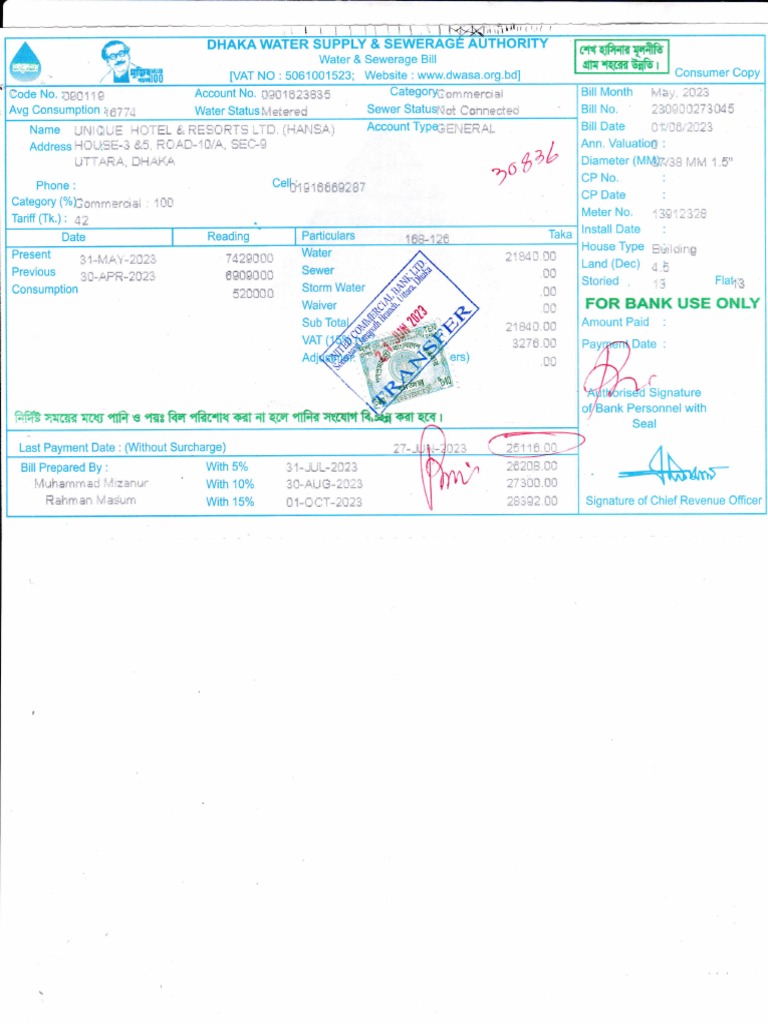 Electricity & Wasa Bill May 2023 | PDF | Power (Physics) | Nature