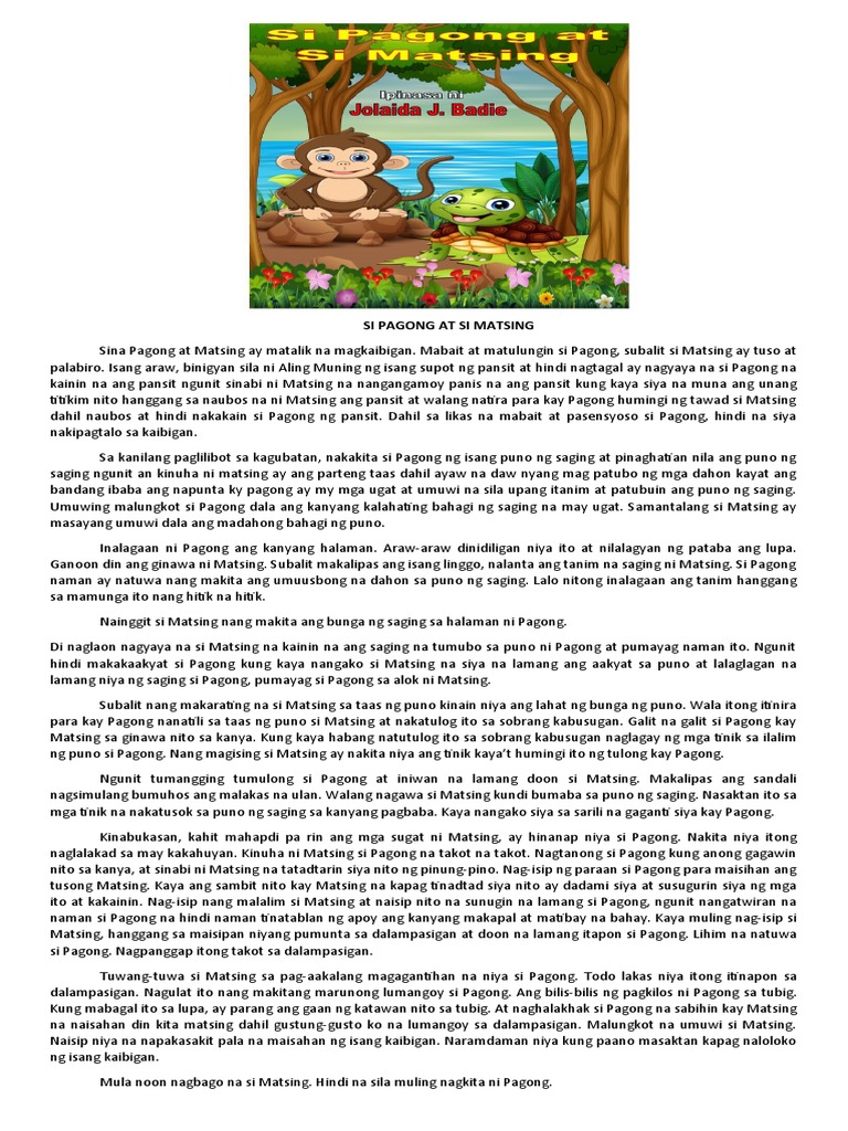 Si Pagong at Si Matsing | PDF Si Pagong at Si Matsing | PDF