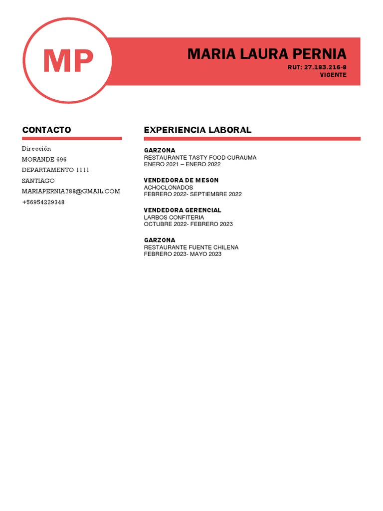 Curriculum de María Laura Pernia | PDF