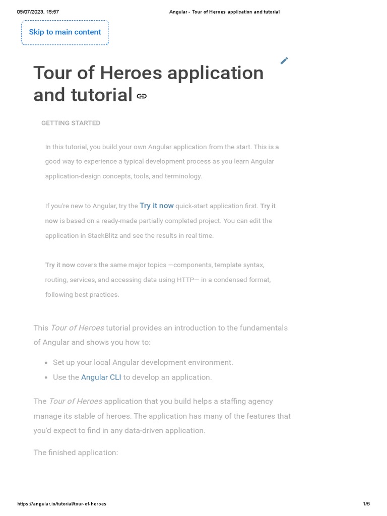 1 1 Angular Tour Of Heroes Application And Tutorial Pdf Software Development Software