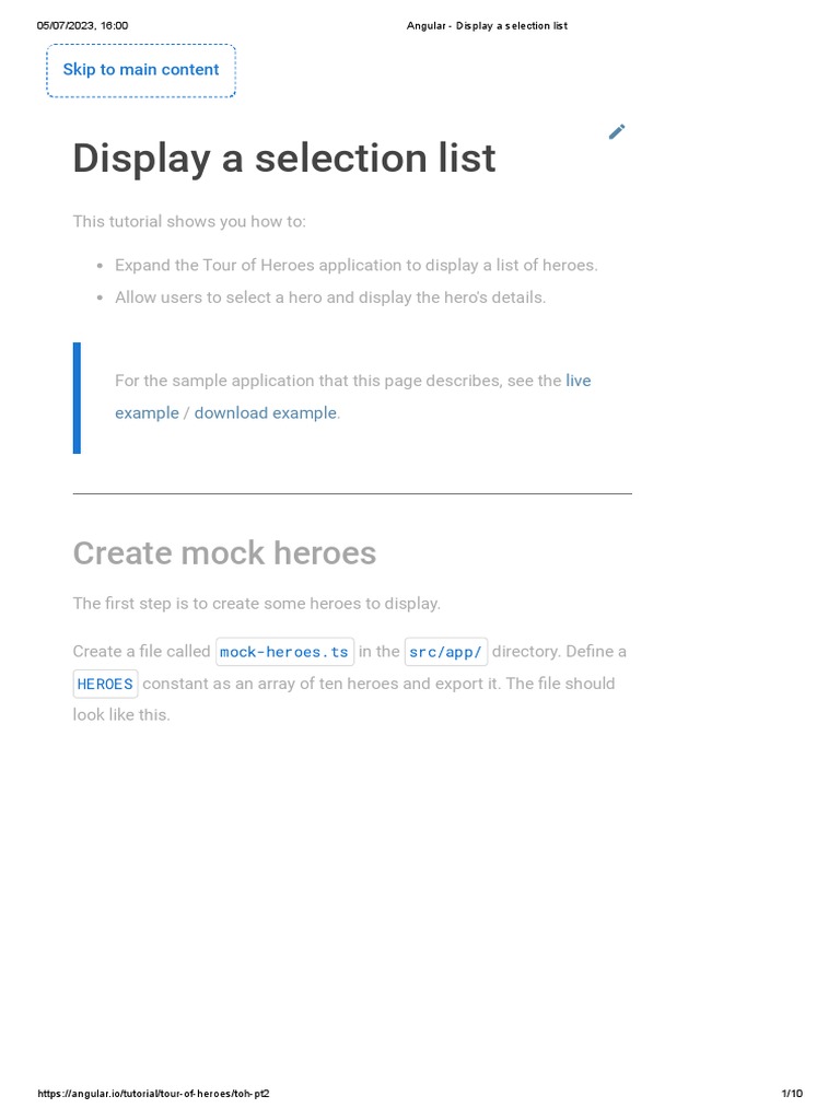 Angular Heroes List Tutorial | PDF | Html | Software Development