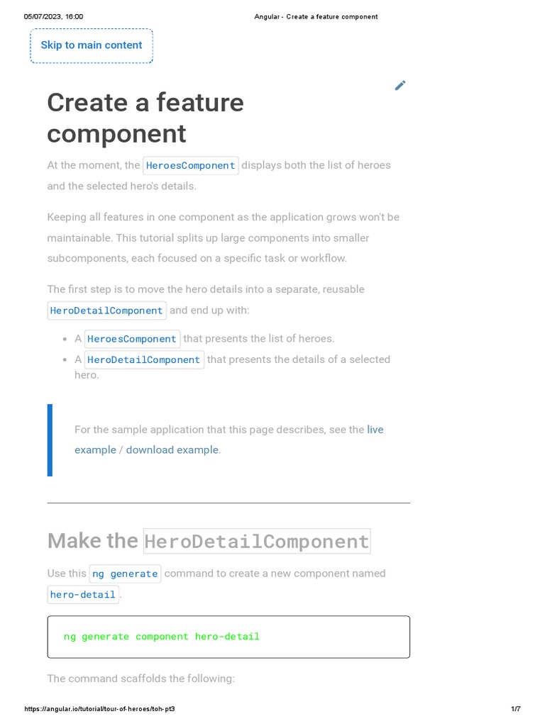 15 Angular Create A Feature Component Pdf Systems Engineering Computer Engineering