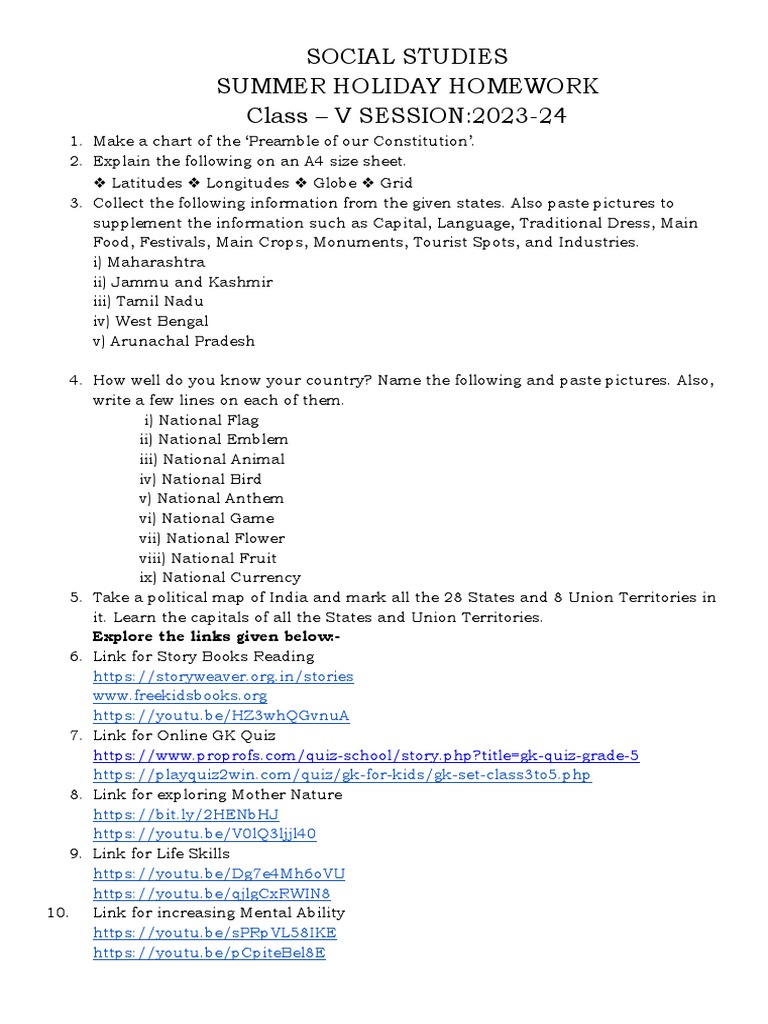 SSt. Holiday HW | PDF