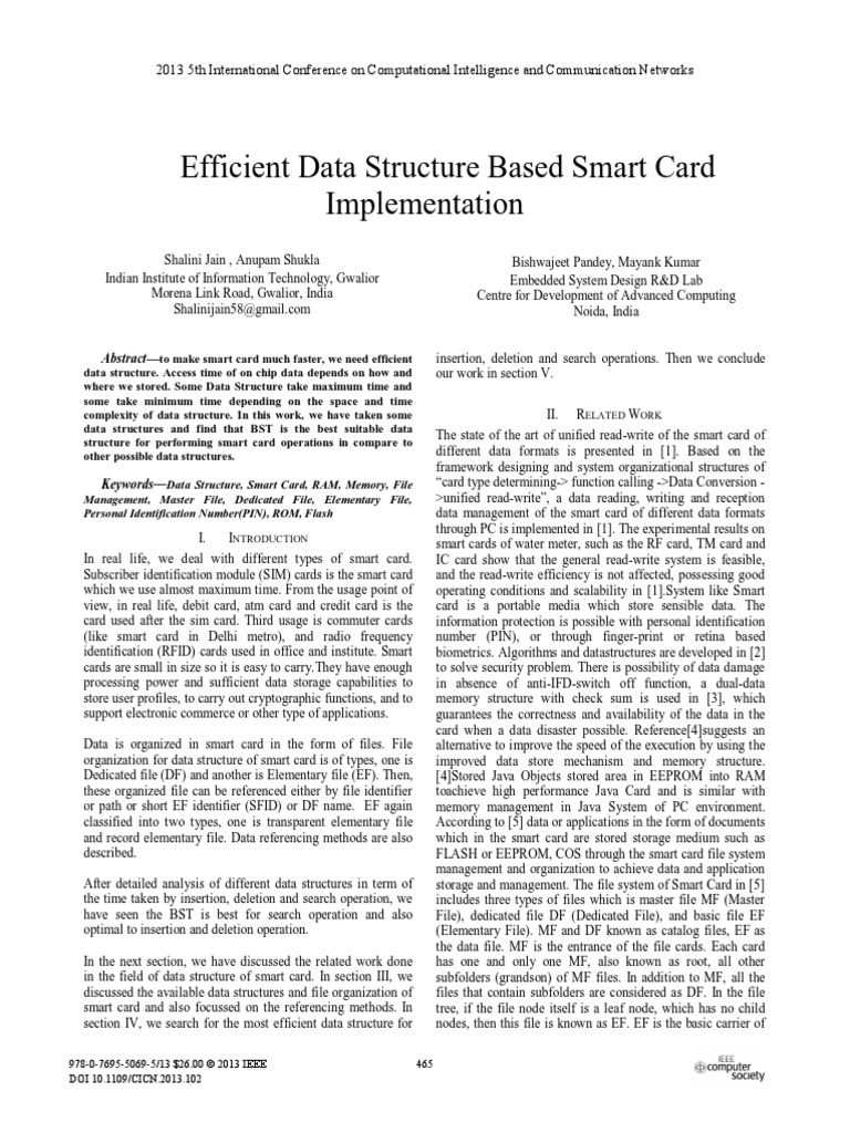Optimal Data Structures for Smart Cards | PDF | Computer File | Pointer ...