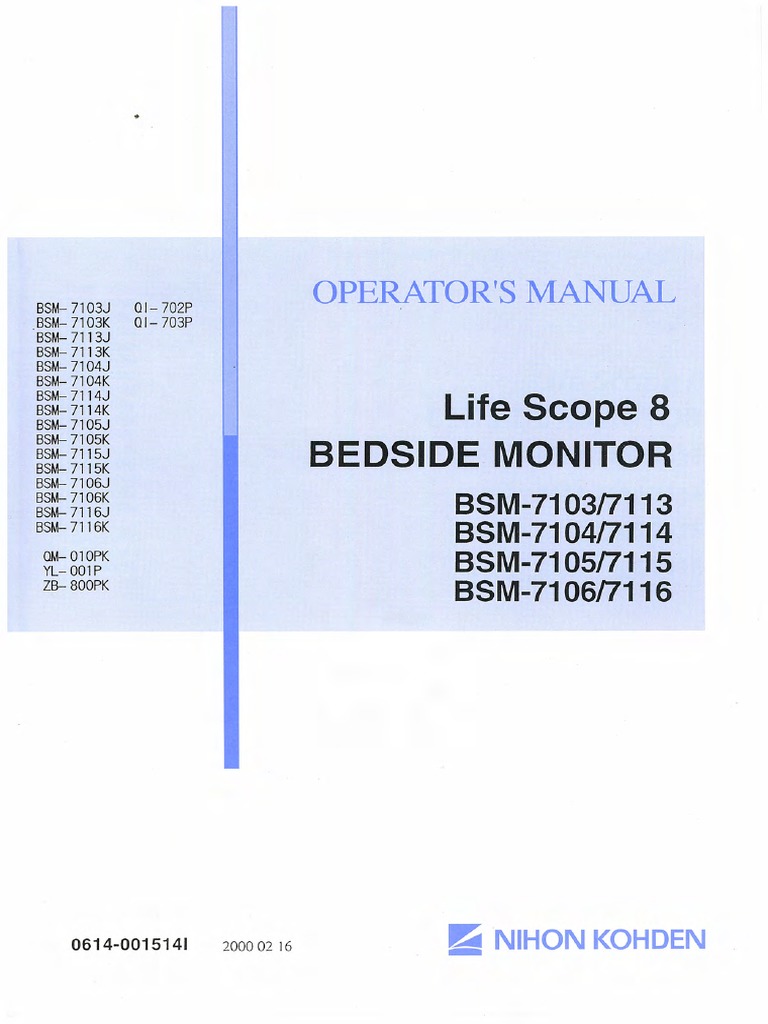 Nihon Kohden Life Scope 8 Operators Manual | PDF