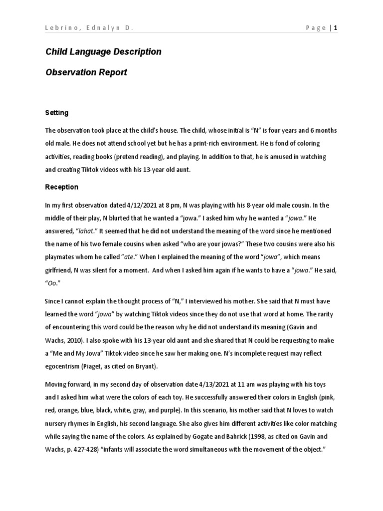 Lebrino - Child Language Development | PDF | English Language | Cognitive Science