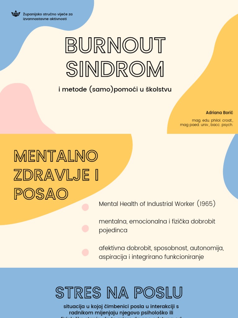Burnout Sindrom I Metode (Samo) Pomoći U Školstvu | PDF