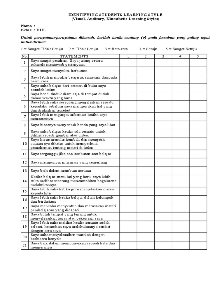 IDENTIFYING STUDENTS LEARNING STYLE (1) | PDF
