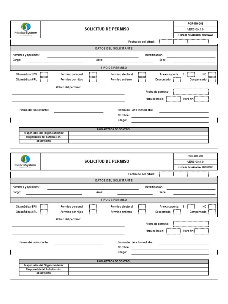 Solicitud de Permiso | PDF