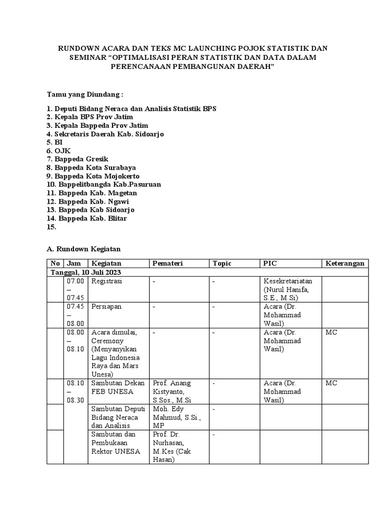 Rundown Dan Pedoman MC | PDF