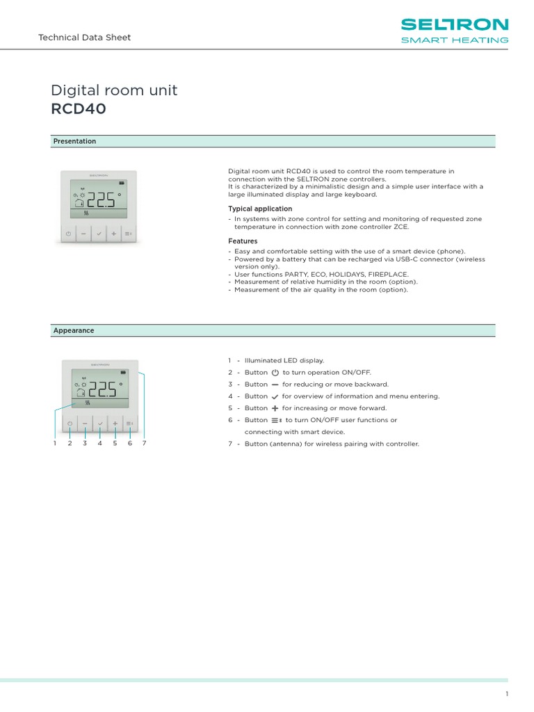 Technical Data Sheet RCD40 EN | PDF | Rechargeable Battery | Wireless