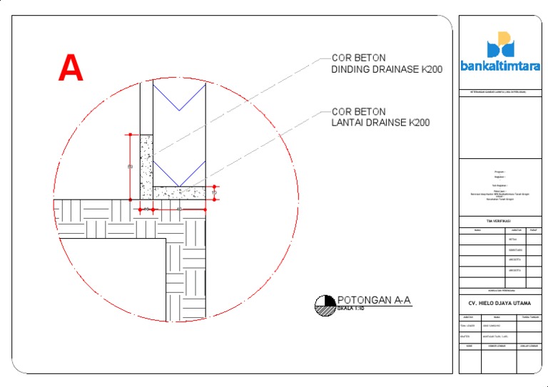 Cor Beton Dinding Drainase K200: Potongan A-A | PDF