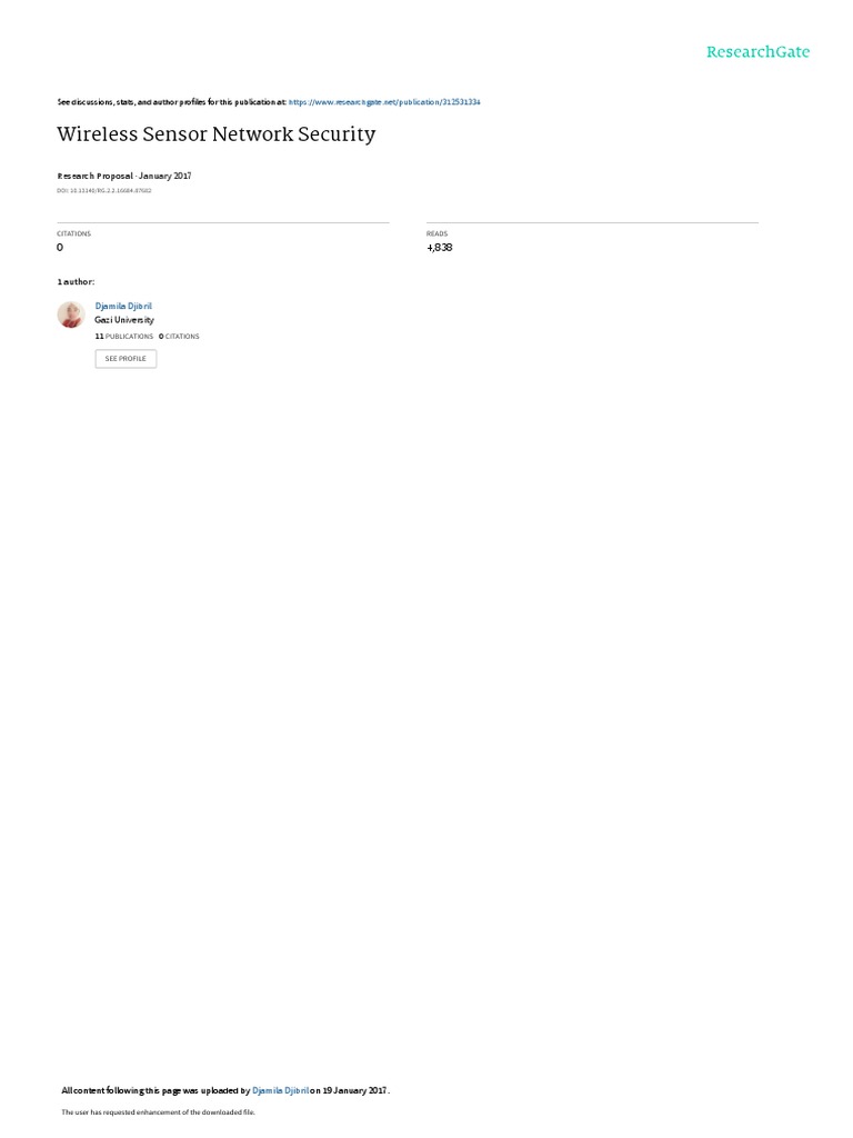 Wireless Sensor Network Security Studycase 1 Pdf Wireless Sensor