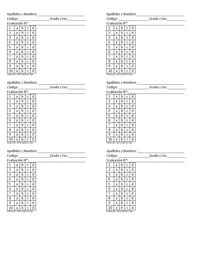 Hoja de Respuestas | PDF