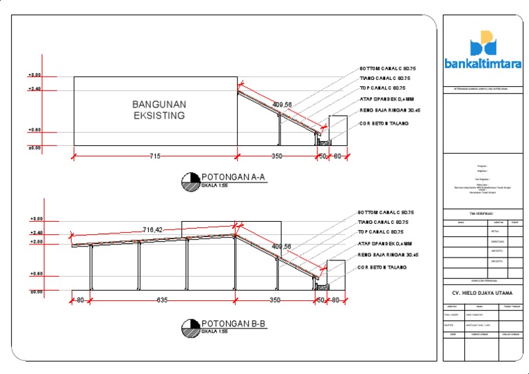 Bangunan Eksisting: Potongan A-A | PDF