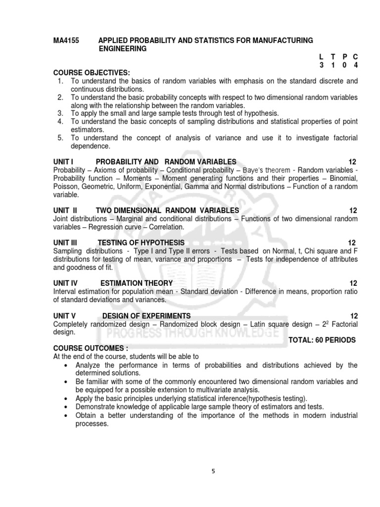 Syllabus Book | PDF | Probability Distribution | Welding