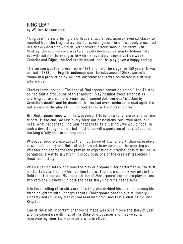 King Lear | PDF | King Lear