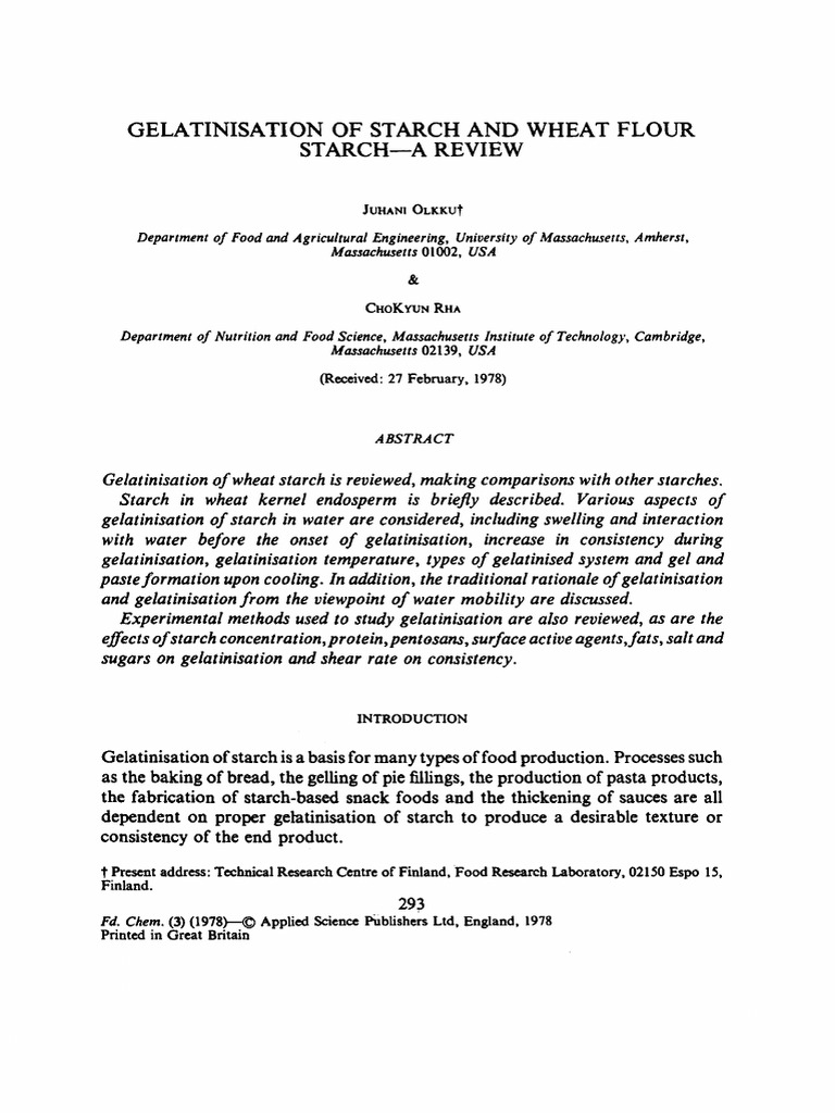 Latinisation of Starch and Wheat Flour Starch - A Review (1978) | PDF ...