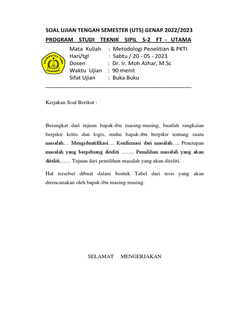 UTS - MP & PKTI, Genap 2022-2023 | PDF