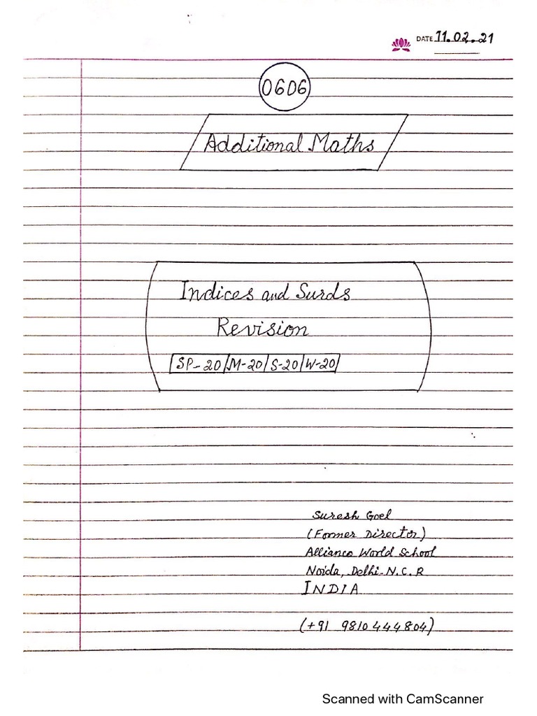 Ig 0606 Indices and Surds Revision | PDF