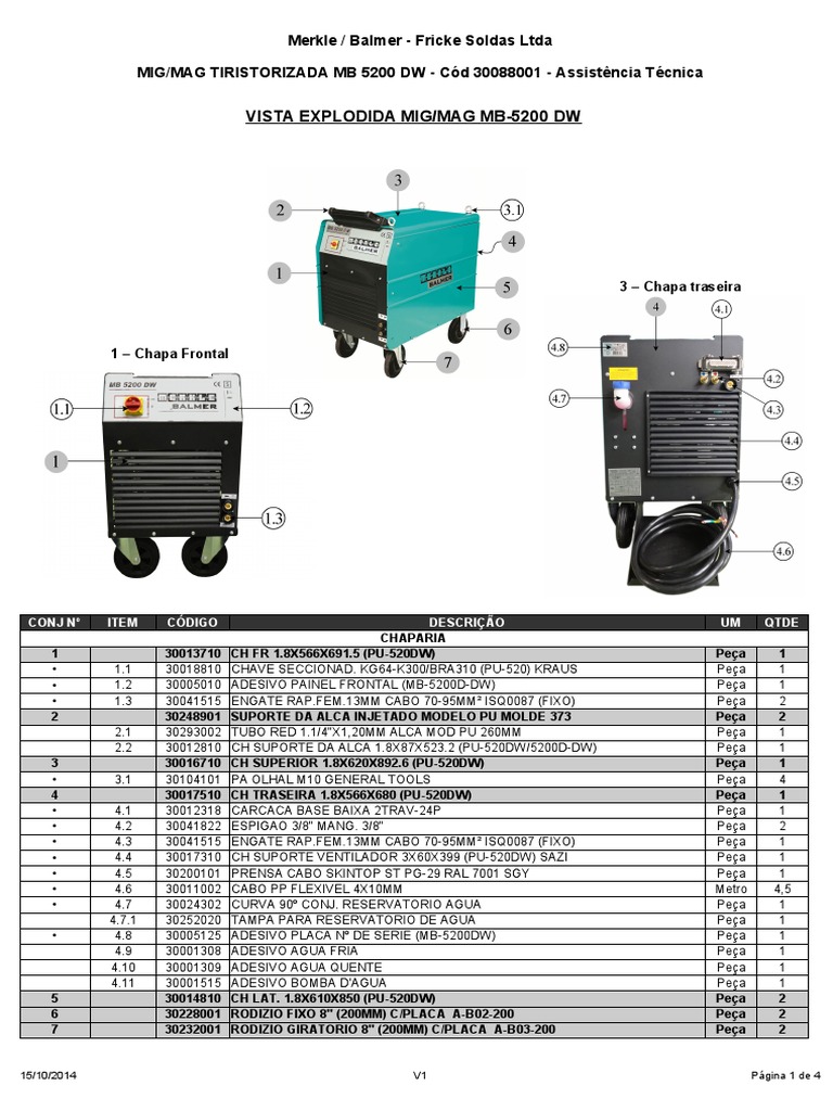 Vista Explodida MIG MB 5200 DW v1 | PDF | Bens manufaturados | Engenharia de Energia