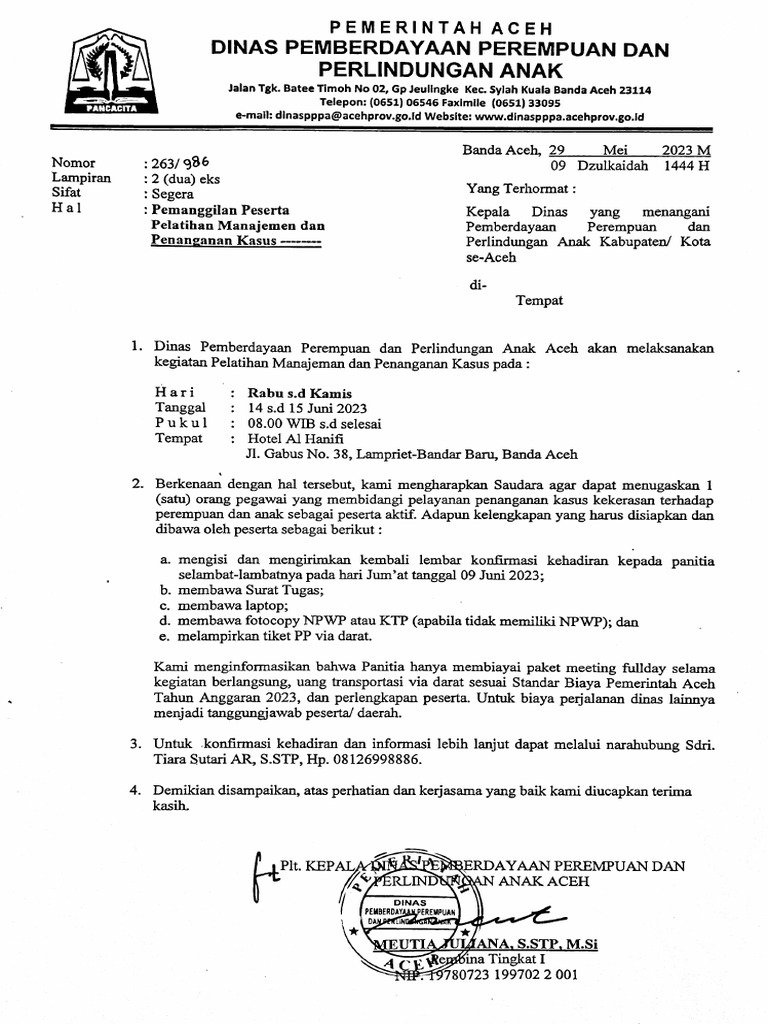 Surat Undangan Kabkota - Tor | PDF