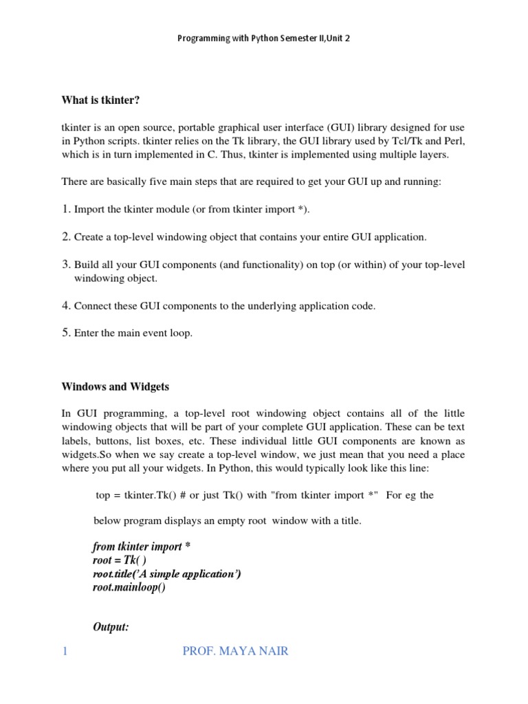 Python GUI | PDF | Window (Computing) | Graphical User Interfaces Python GUI | PDF | Window (Computing) | Graphical User Interfaces
