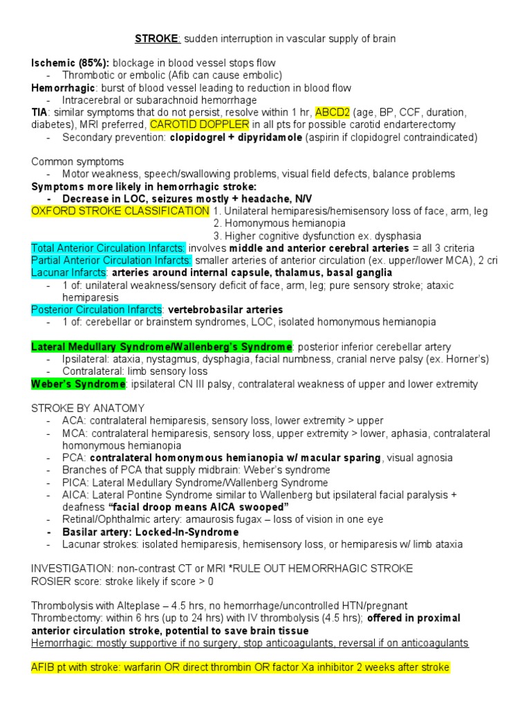 STROKE | PDF | Stroke | Clinical Medicine