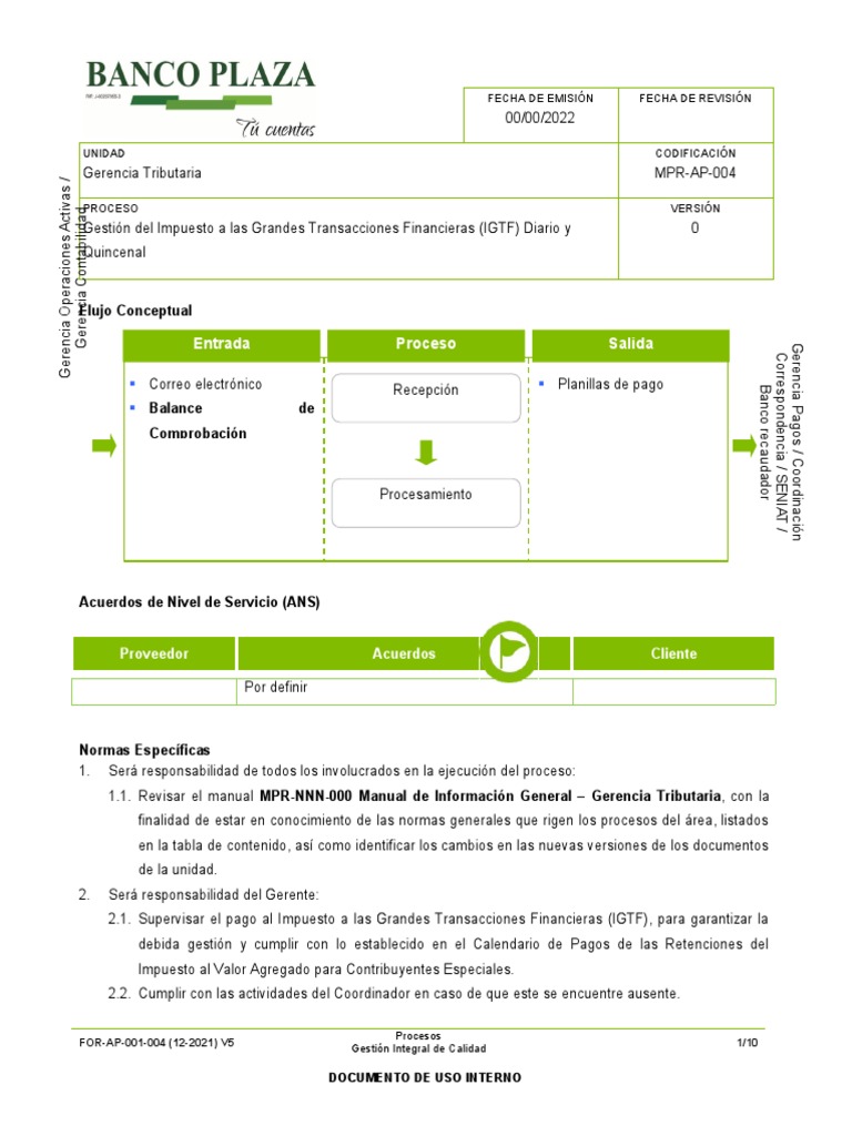 MPR-AP-003 Gestión Del IGTF Diario y Quincenal V0 | PDF | Contabilidad ...