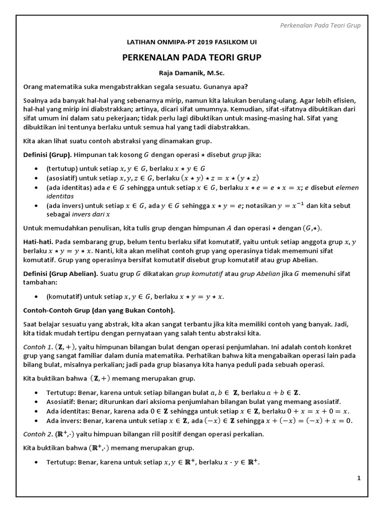 Latihan Onmipa Perkenalan Pada Teori Grup | PDF