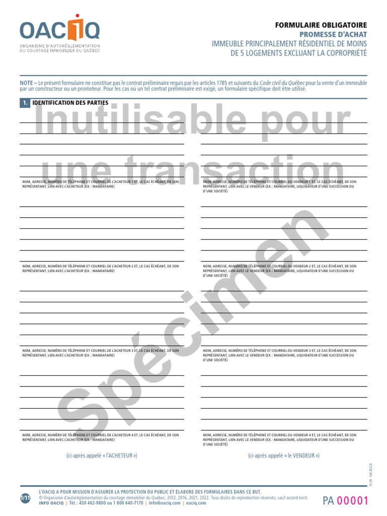 Promesse Achat Residentiel | Descargar gratis PDF | Prêts | Courtier