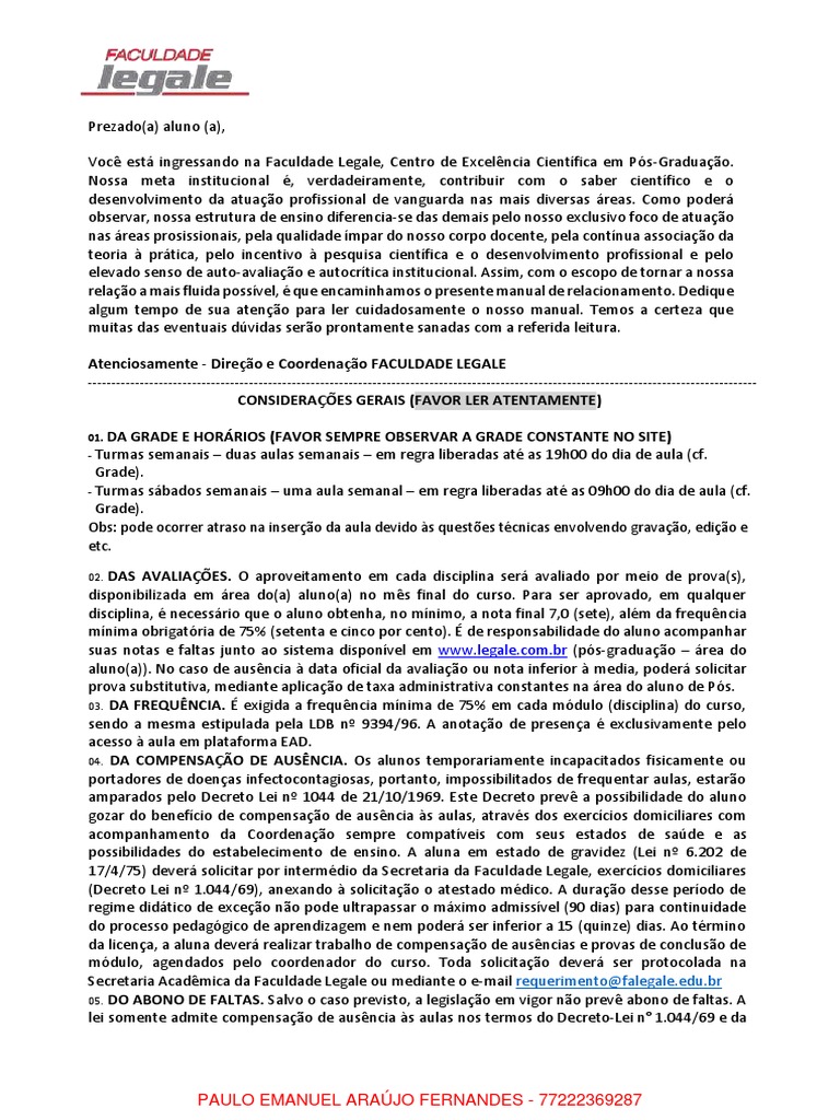 03 Manual Do Aluno Pdf Pós Graduação Science