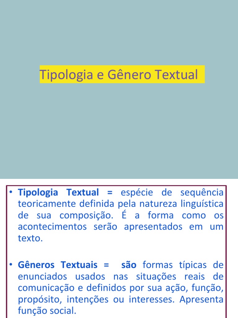 Tipologia e Gênero Textual | PDF | Linguística | Comunicação humana