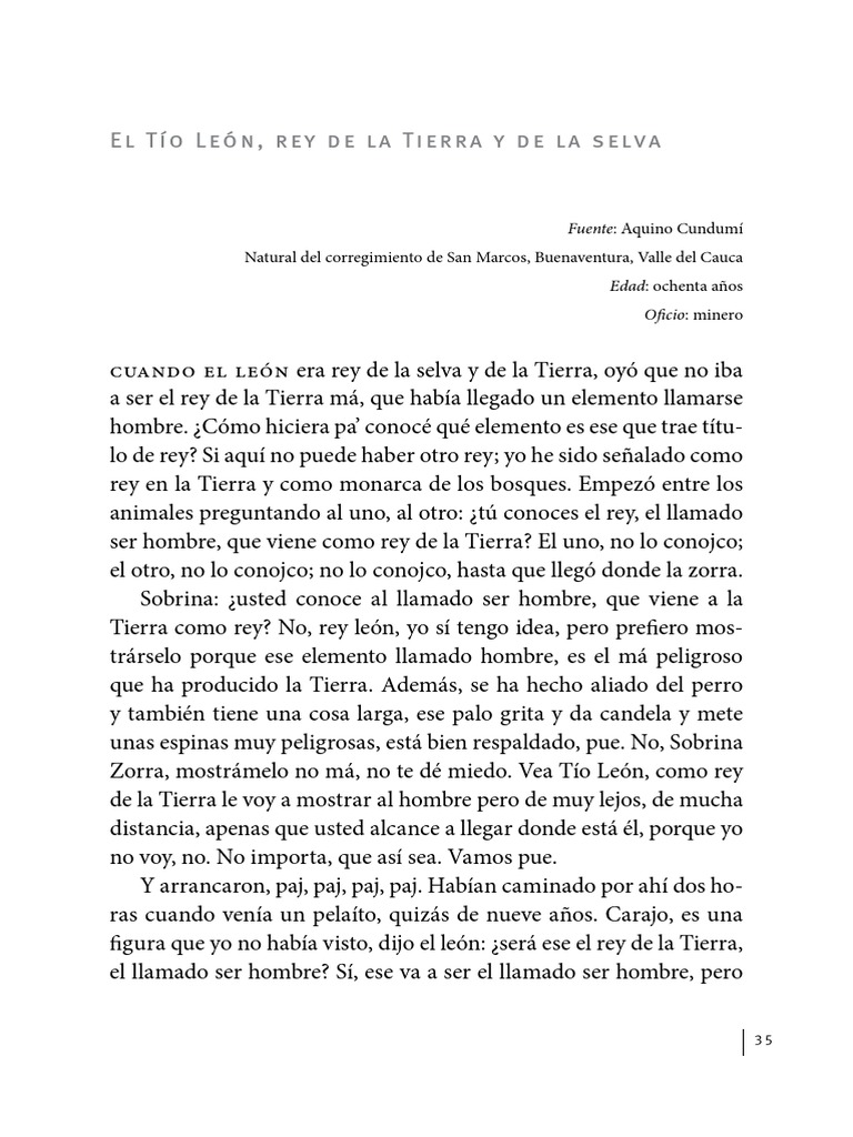 El Tío León, Rey de La Tierra y La Selva | PDF | Lingüística | Familias ...