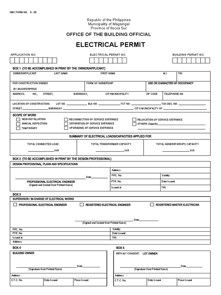 Electrical Permit Form | PDF