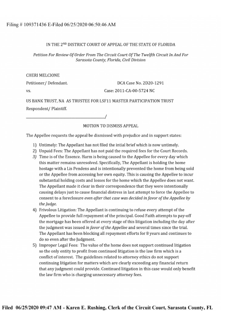 MOTION TO DISMISS APPEAL | PDF