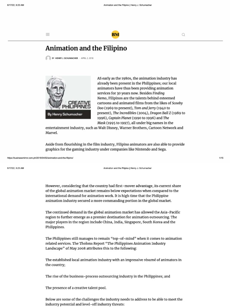 Animation and The Filipino (Henry J. Schumacher) | PDF | Economies Animation and The Filipino (Henry J. Schumacher) | PDF | Economies